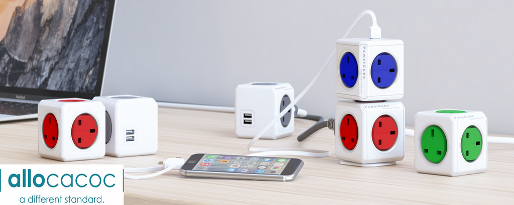 Allocacoc PowerCube Original USB SURGE UK; RED (7220RD/UKOUPC) | Compuspeed